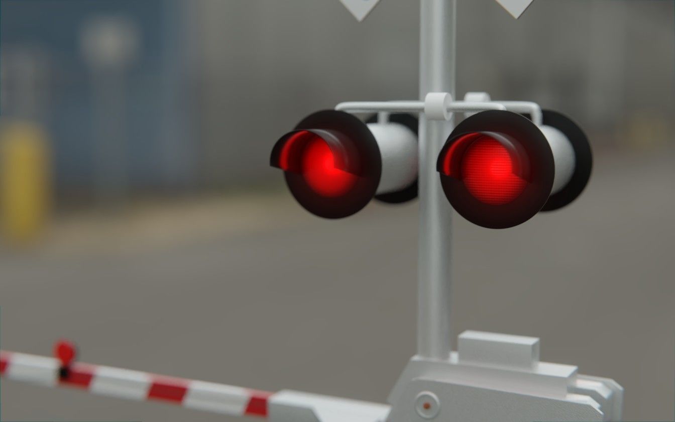Level crossing - Railroad crossing with lights US Railway 3D model ...