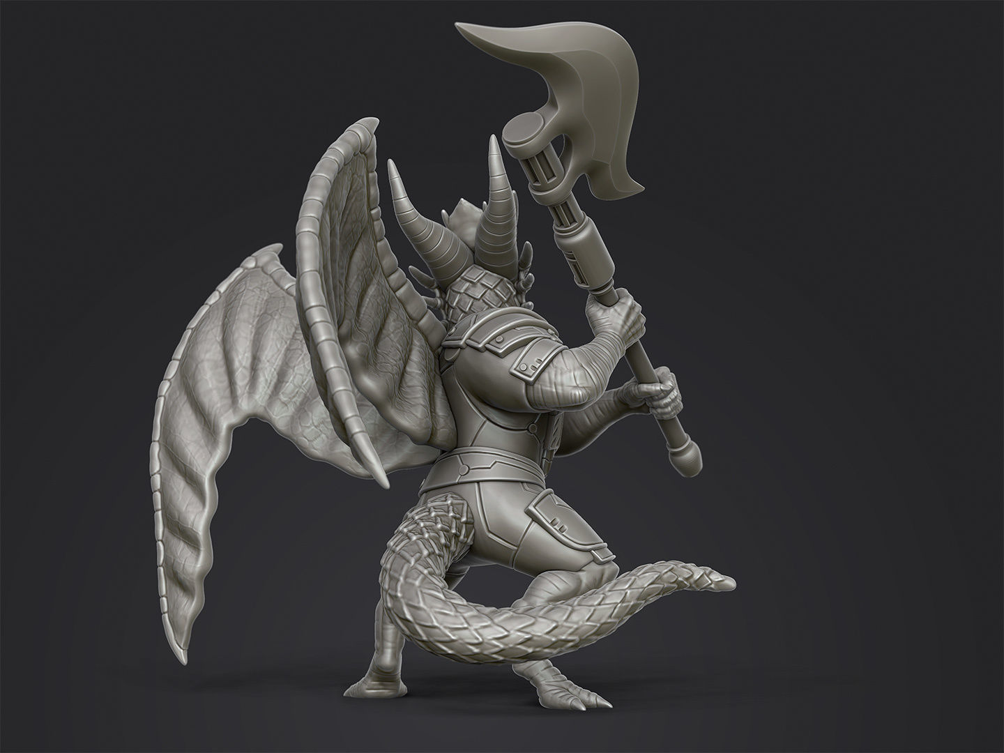SciFi Dragonkin Miniature 3D model 3D printable | CGTrader