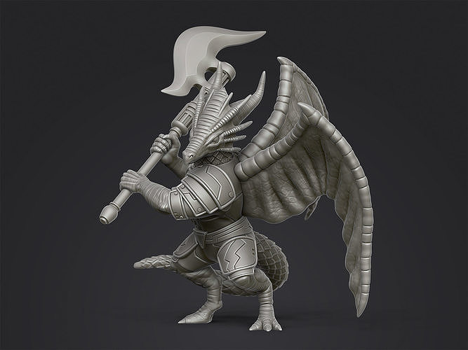 SciFi Dragonkin Miniature 3D model 3D printable | CGTrader