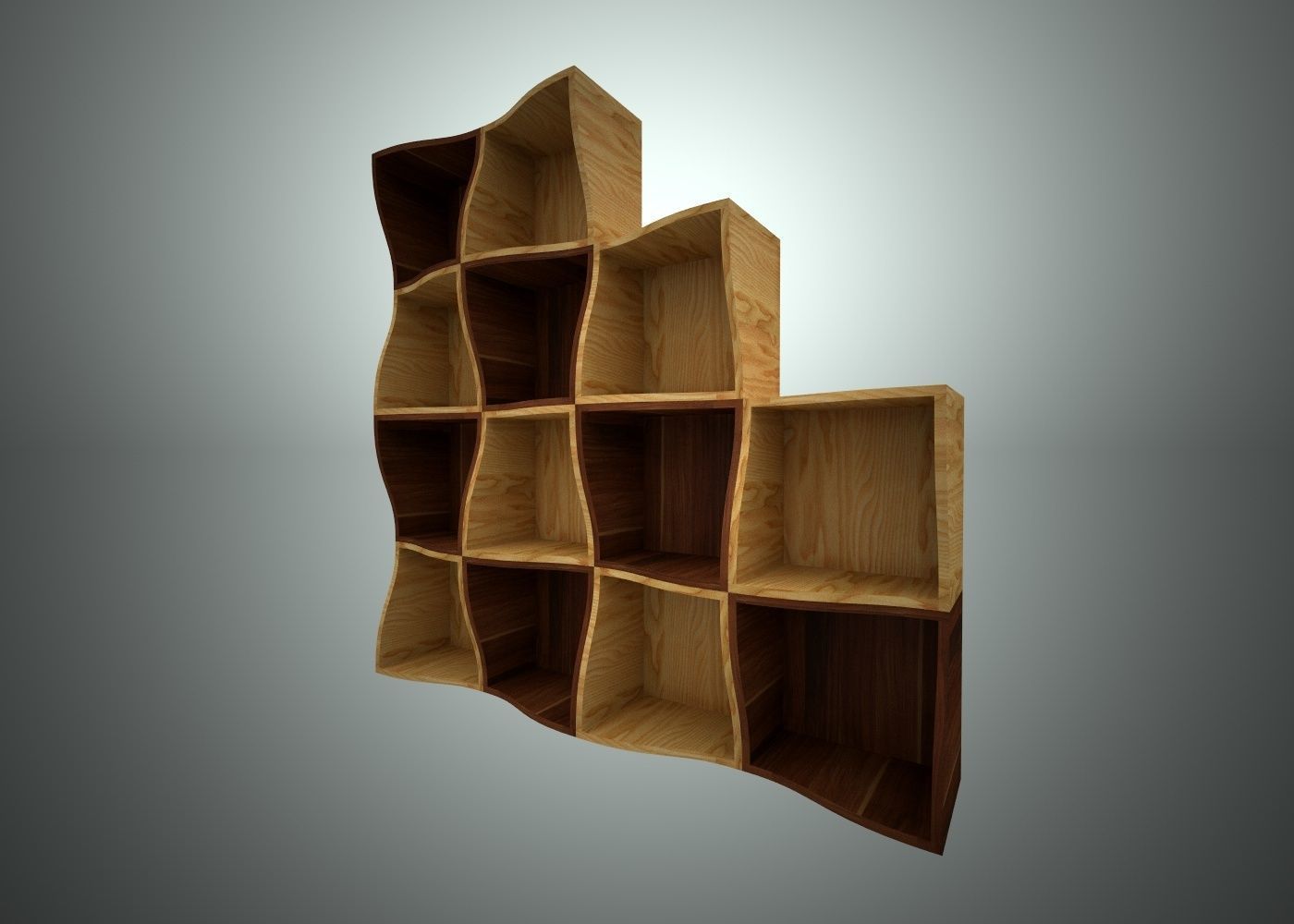 wooden modular shelving 3D model 3D printable | CGTrader