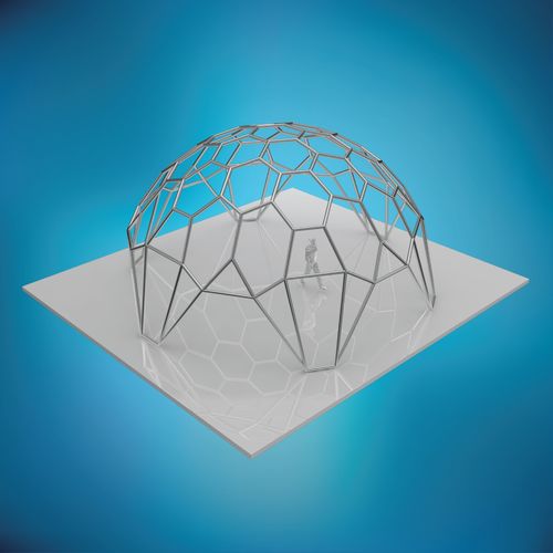 hexadome hexagonal dome with glass and wire frame structure 3D model ...