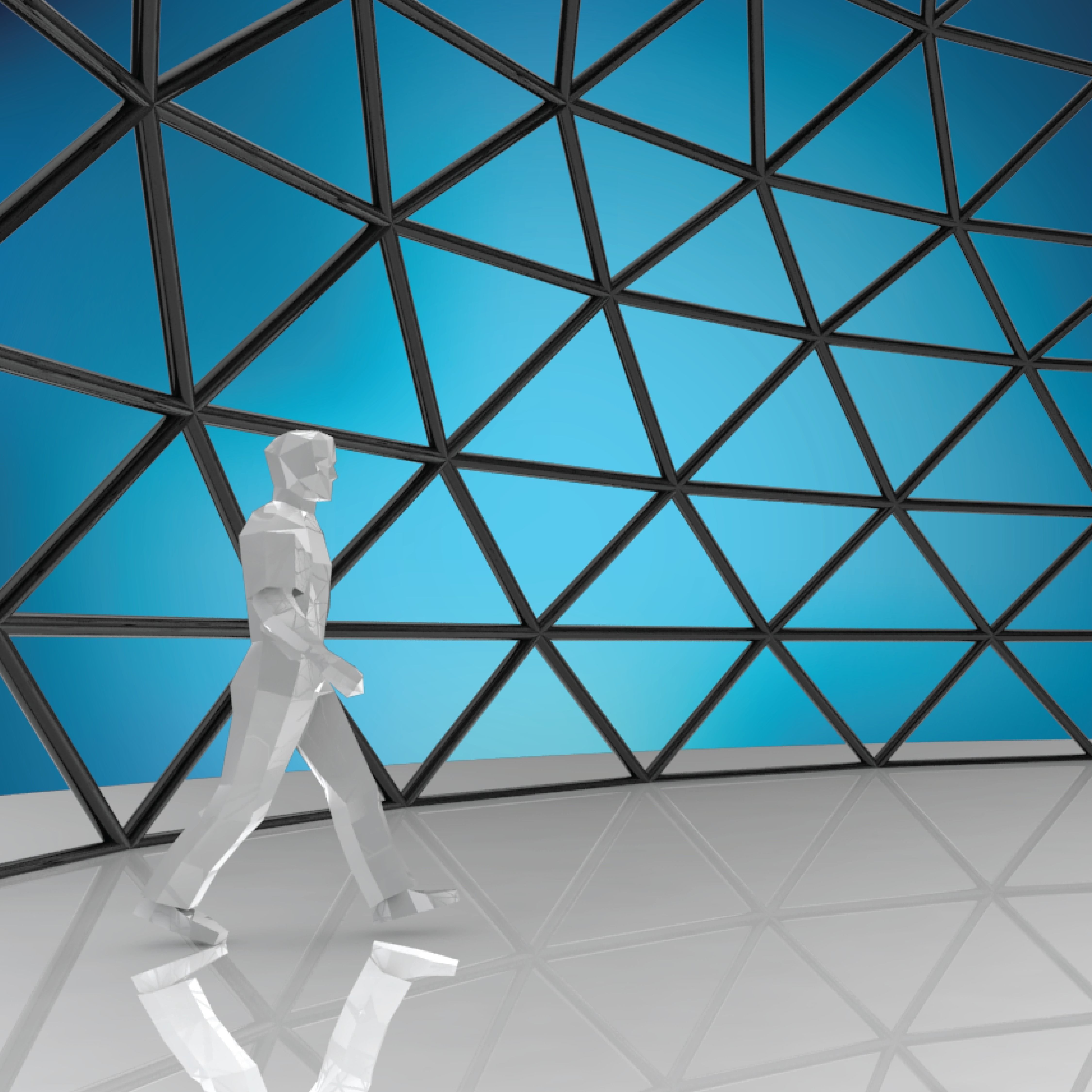 3D model Dome triangulated wire frame structure large VR / AR / low ...