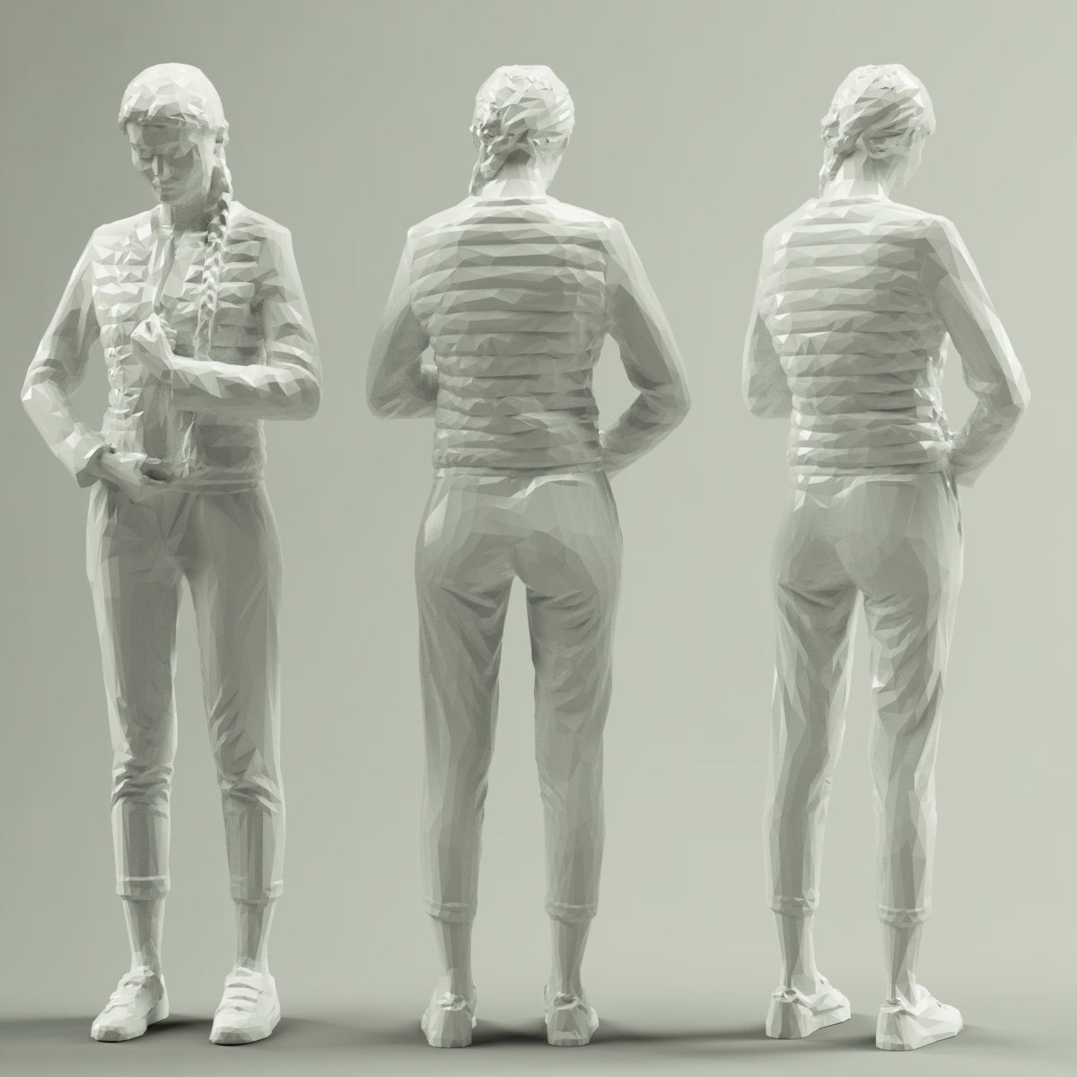 3D model Girl Zipping up Shiny Jacket VR / AR / low-poly | CGTrader