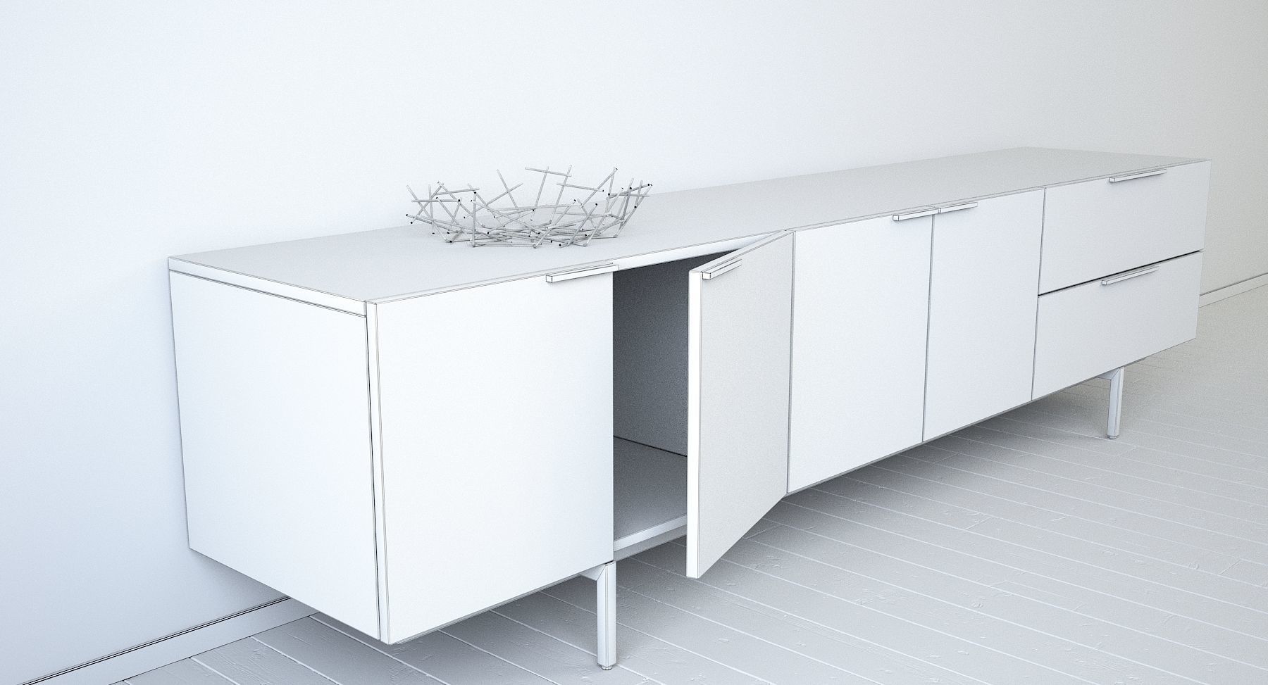 Pastoe frame sideboard Joost 3D model animated rigged | CGTrader