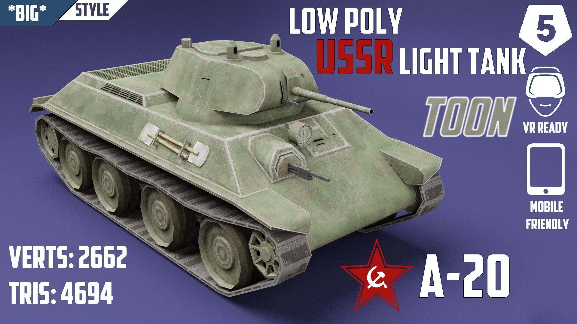 3D model A-20 USSR Toon Tank -Big- VR / AR / low-poly | CGTrader