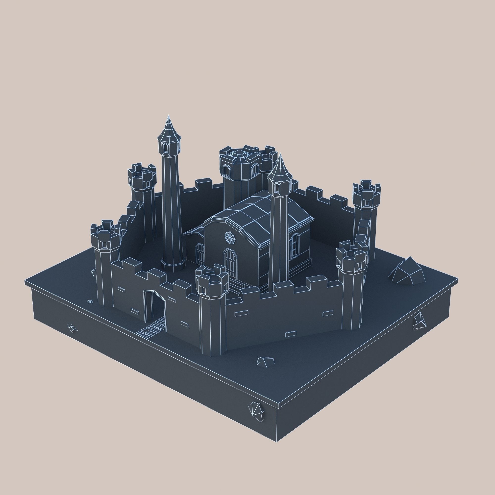 3D model low poly castle VR / AR / low-poly | CGTrader