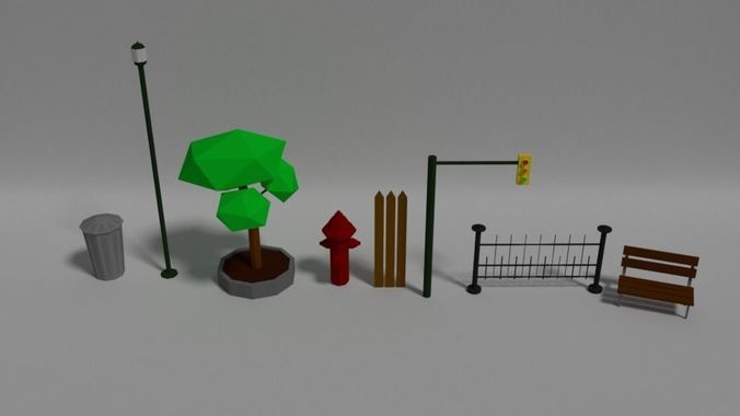 3D model Low-poly City Objects VR / AR / low-poly | CGTrader