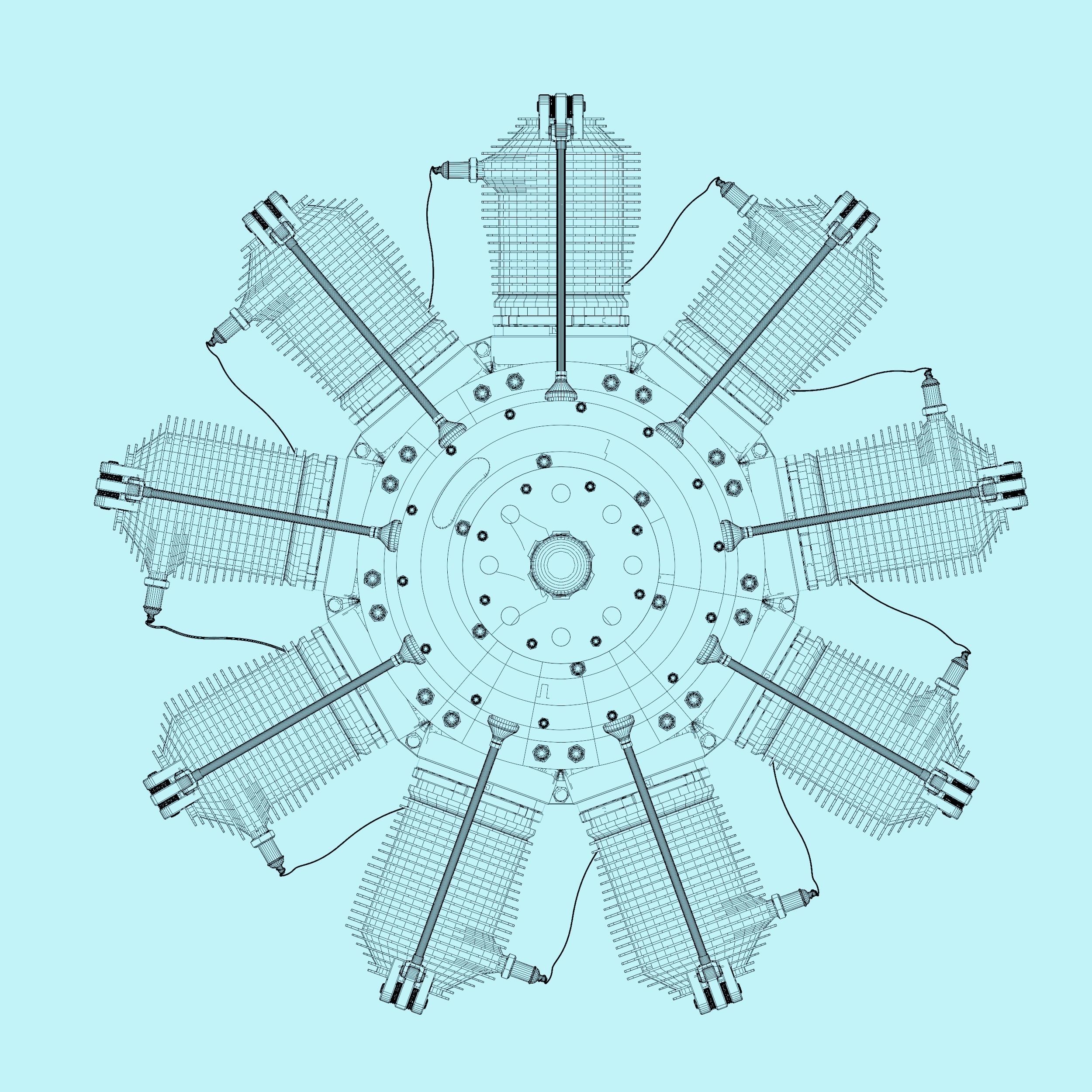 Rotary engine Gnome Monosoupape 3D model | CGTrader