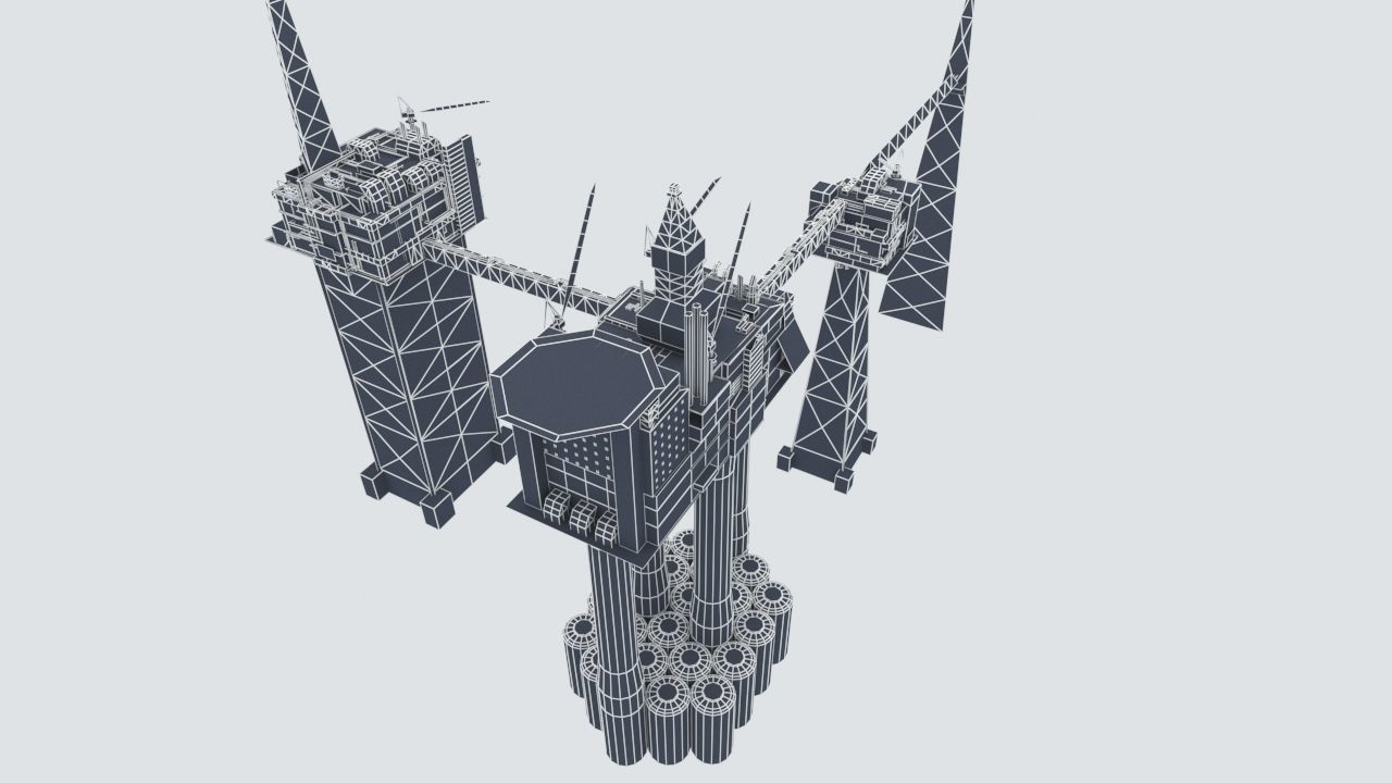 3D model Sleipner Vest offshore oil platform Cluster VR / AR / low-poly ...