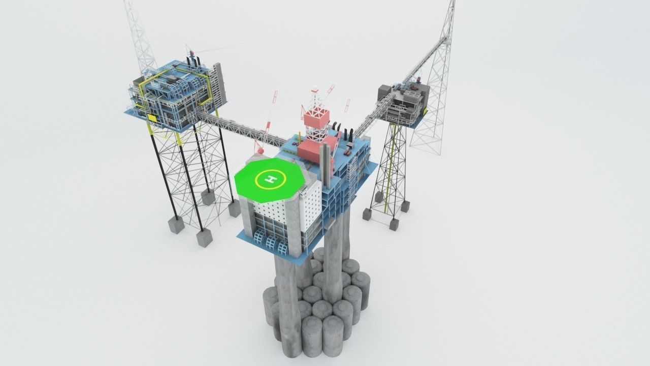 3D model Sleipner Vest offshore oil platform Cluster VR / AR / low-poly ...