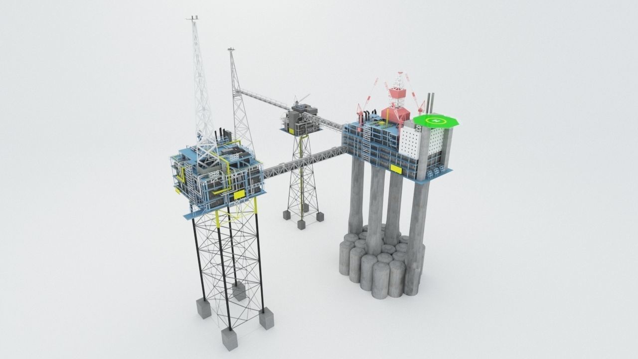 3D model Sleipner Vest offshore oil platform Cluster VR / AR / low-poly ...