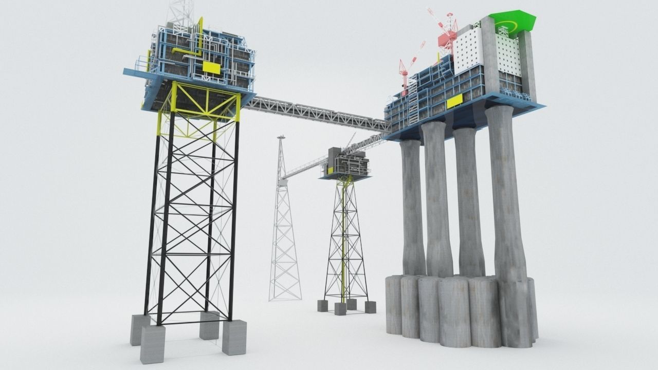 3D model Sleipner Vest offshore oil platform Cluster VR / AR / low-poly ...