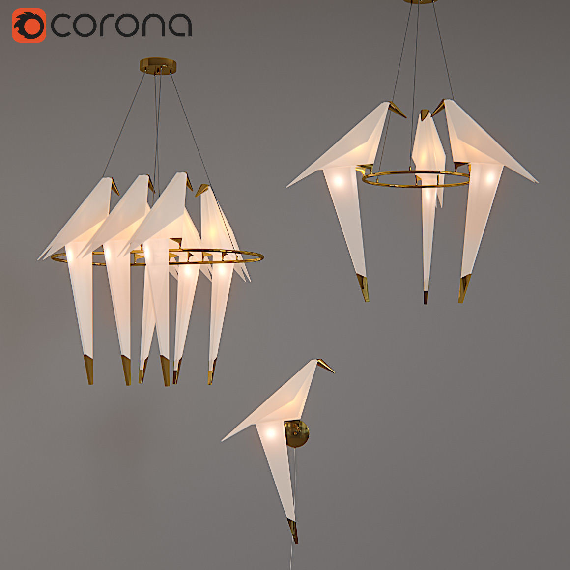 Origami bird light 3D model | CGTrader