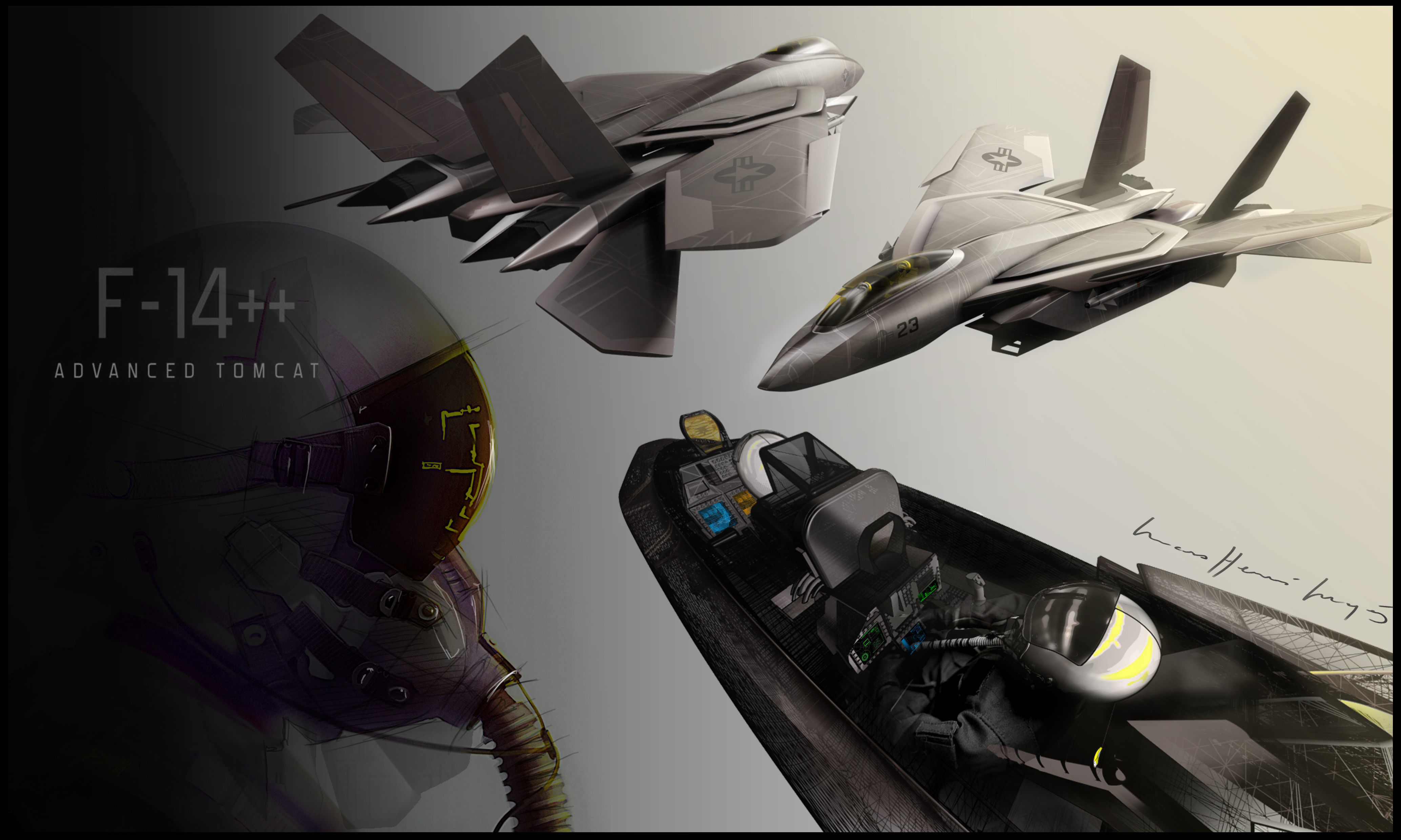 3D model F-14 stealth concept VR / AR / low-poly | CGTrader