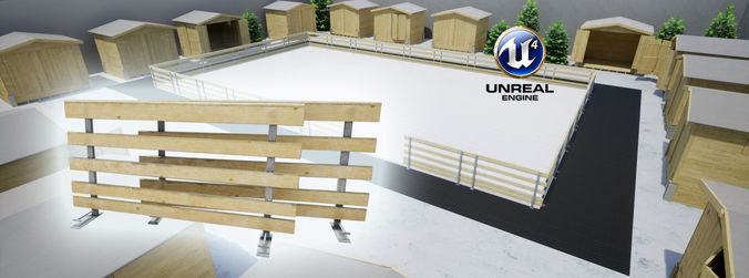 3D model Modular Ice Rink Fences VR / AR / low-poly | CGTrader