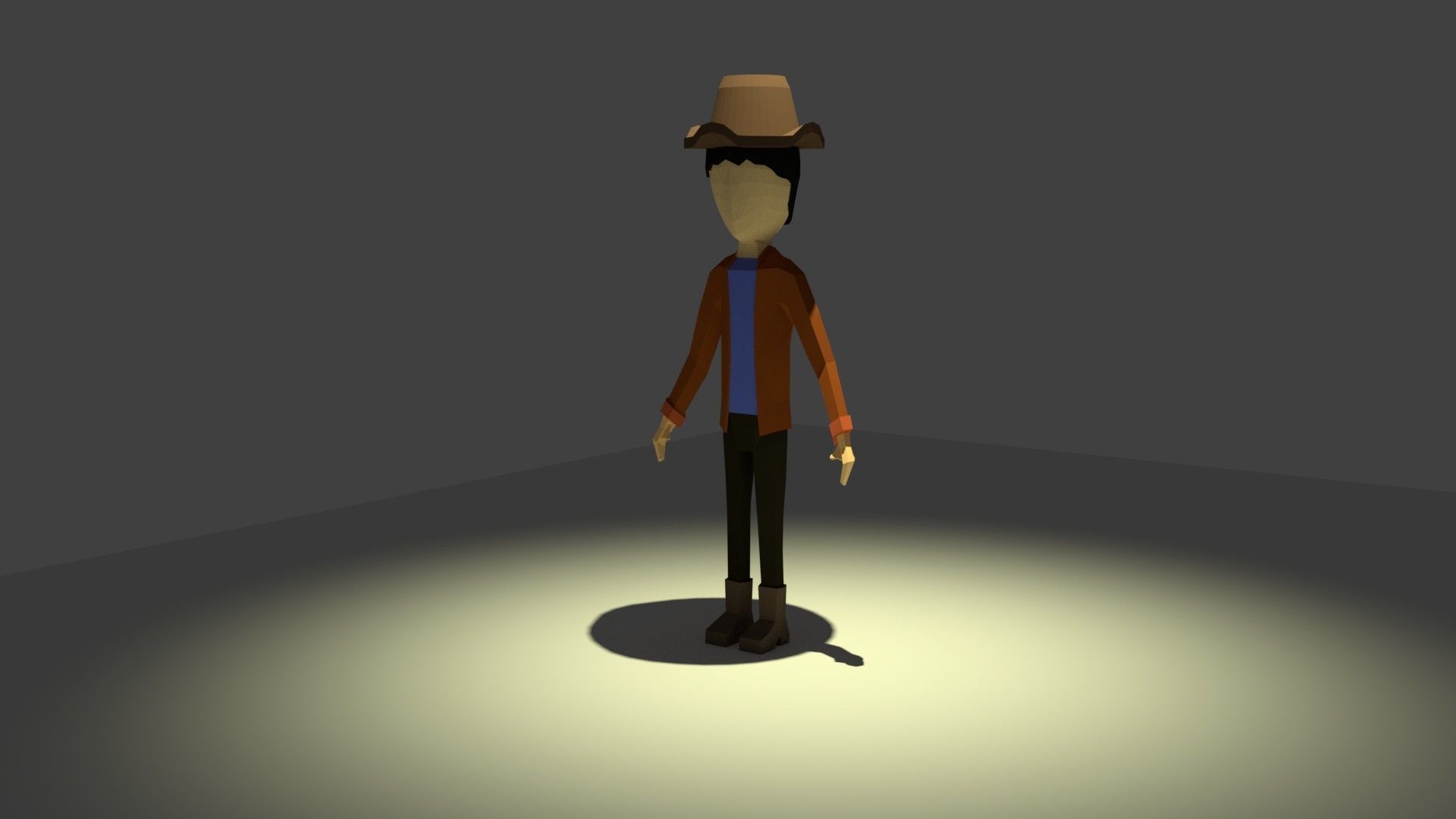 3D model CowBoy VR / AR / low-poly