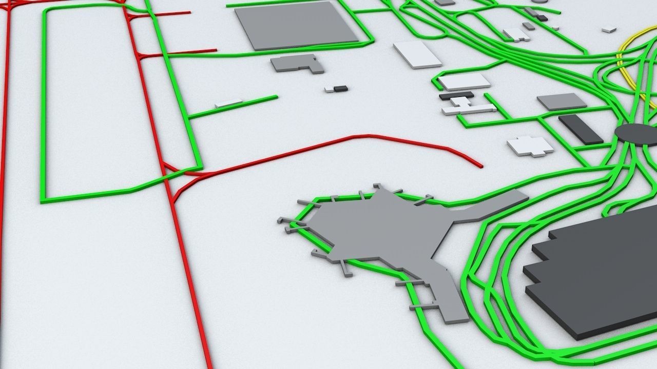 Istanbul Ataturk TAV Airport Roads Buildings and Public Trans 3D model ...
