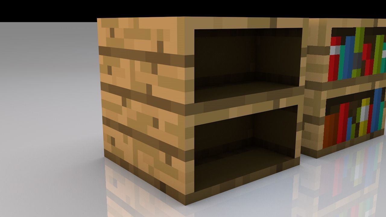 3D model 3D Minecraft Bookshelf VR / AR / low-poly | CGTrader