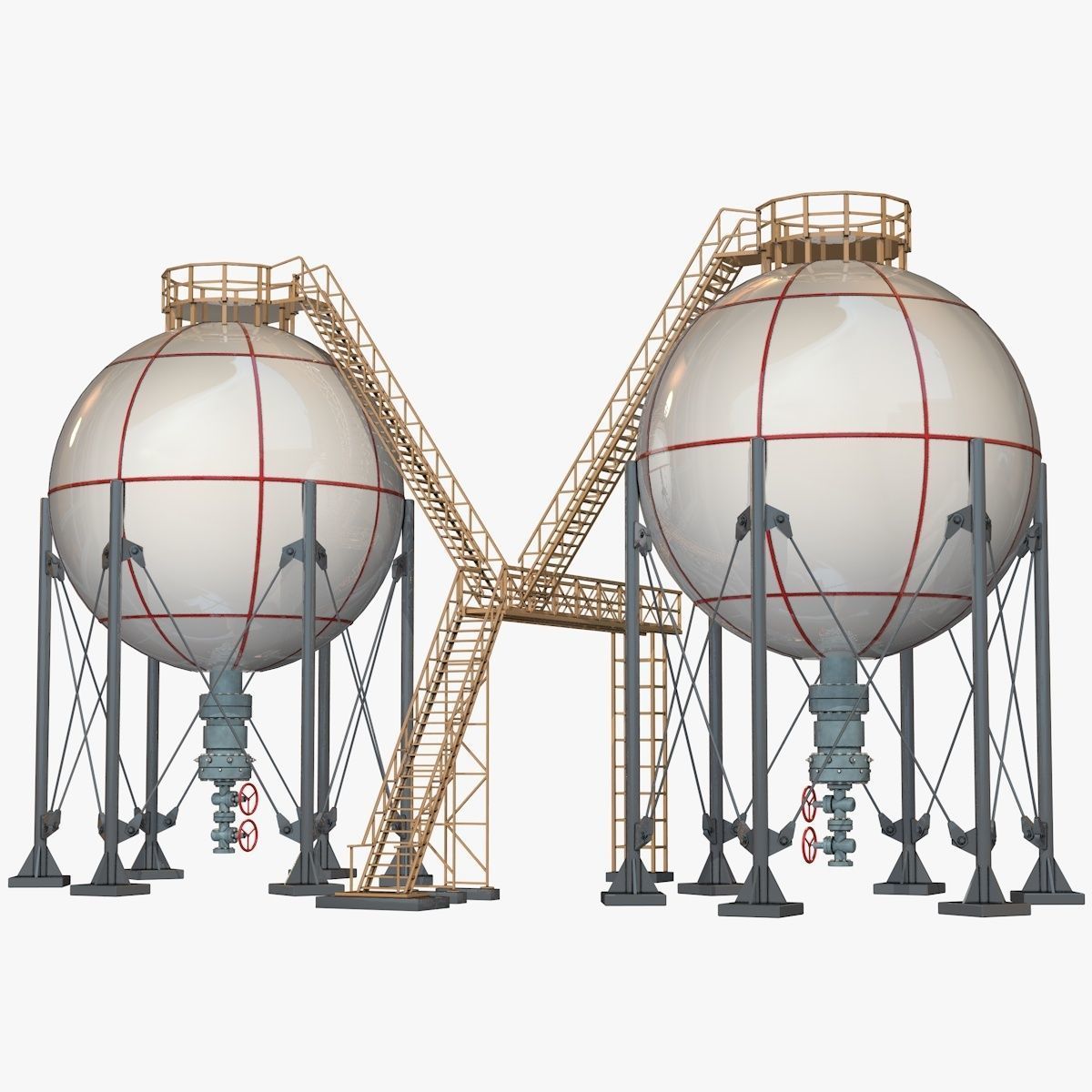 Industrial Storage Spherical Tanks 3D model | CGTrader