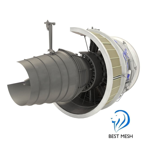 D-18T turbofan engine cutaway 3D Model OBJ FBX BLEND | CGTrader.com