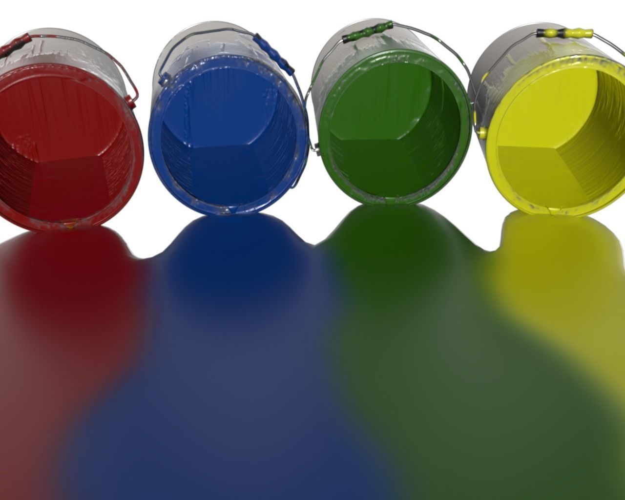 Spilled Paint 4 colors 3D model | CGTrader