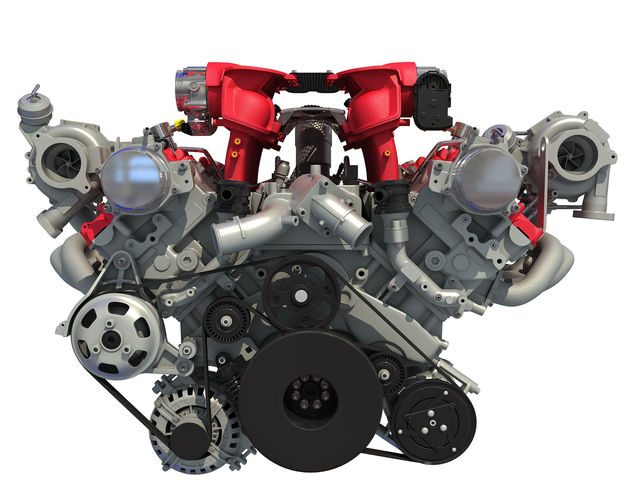 Ferrari 488 GTB Twin Turbocharged V8 Engine 3D model | CGTrader