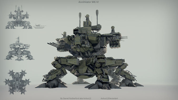 Annihilator mech MK-VI 3D model rigged | CGTrader