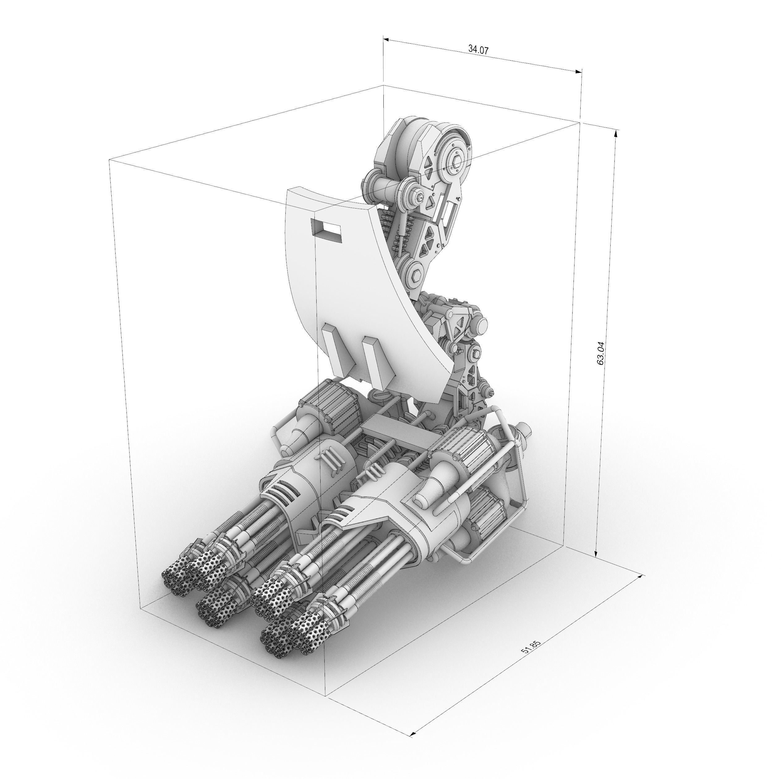 Sci-fi Minigun 3D model 3D printable | CGTrader