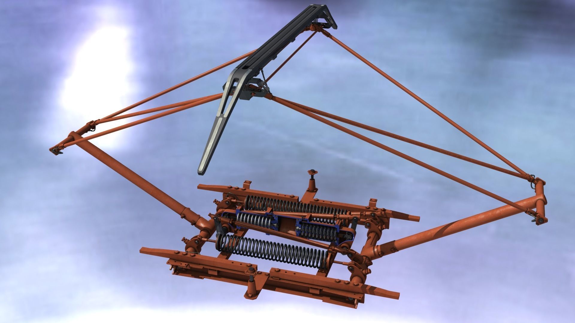 The pantograph of electric locomotive 3D model animated | CGTrader