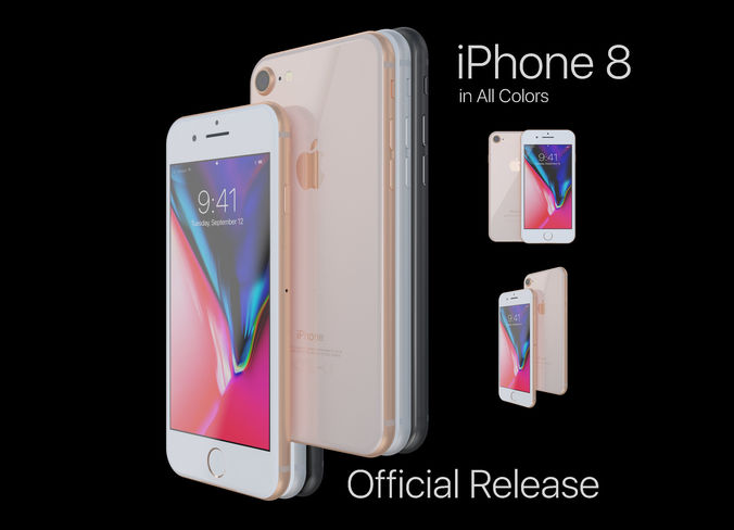 3D model Apple iPhone 8 in All Color VR / AR / low-poly | CGTrader