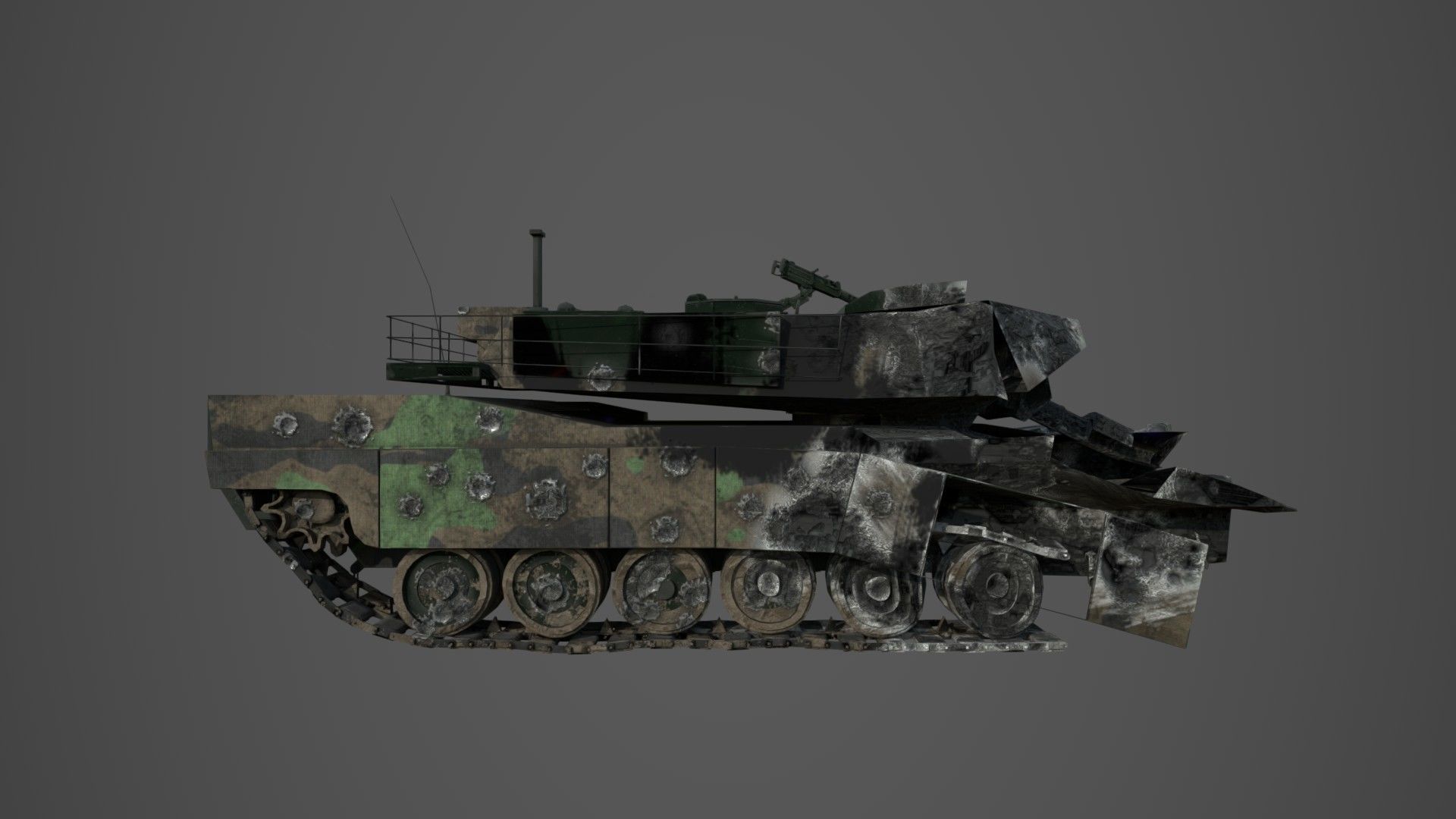3D model Tank Abrams Destroyed VR / AR / low-poly | CGTrader