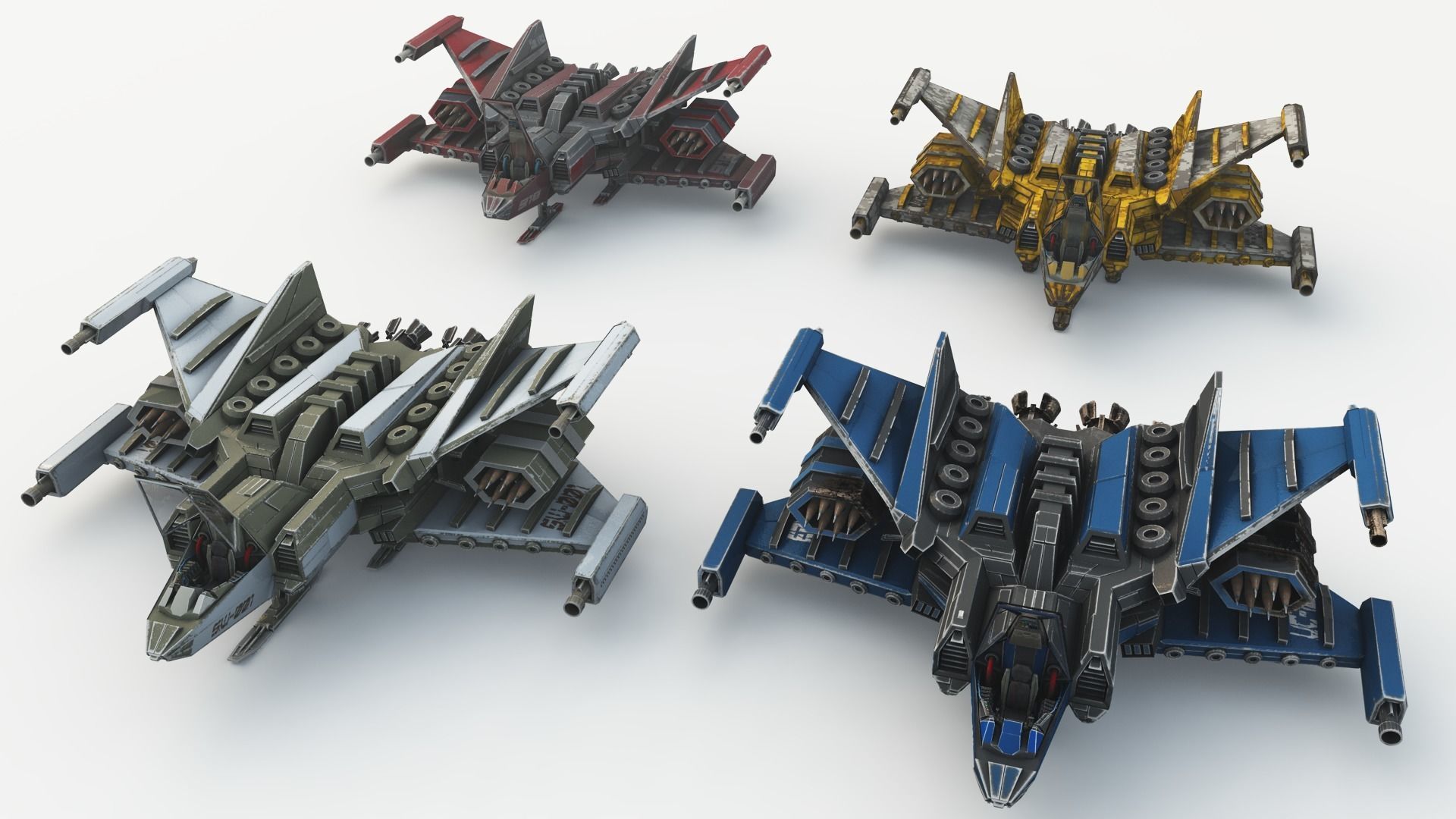 3D model SPACE FIGHTER Game Ready With Cockpit VR / AR / low-poly ...