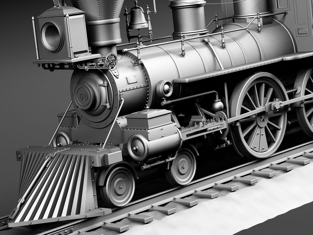 Jupiter Steam Train 1868 3D Model MAX OBJ 3DS FBX C4D LWO LW LWS ...