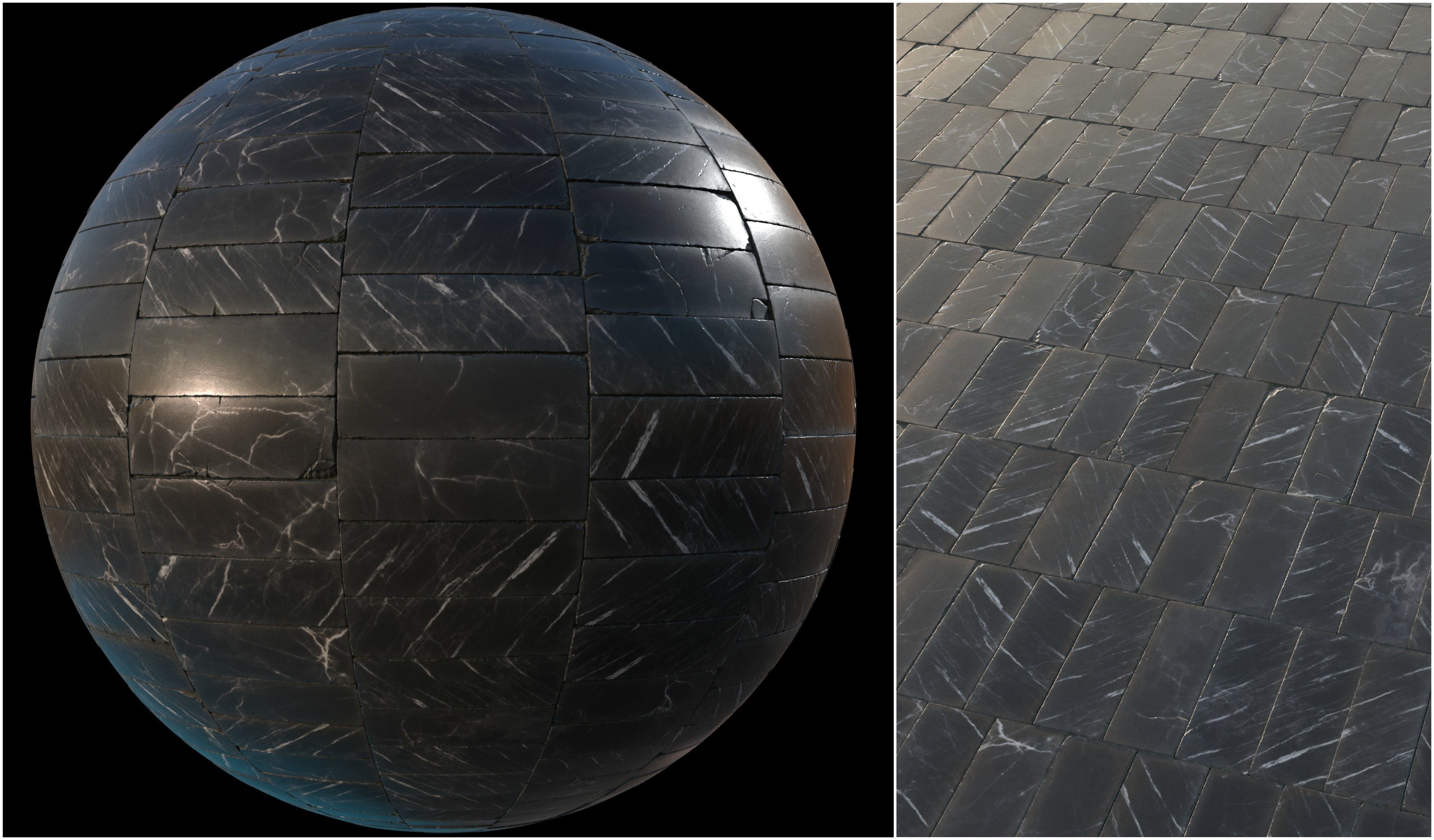 Texture Black marble tiles PBR material pack VR / AR / low-poly | CGTrader