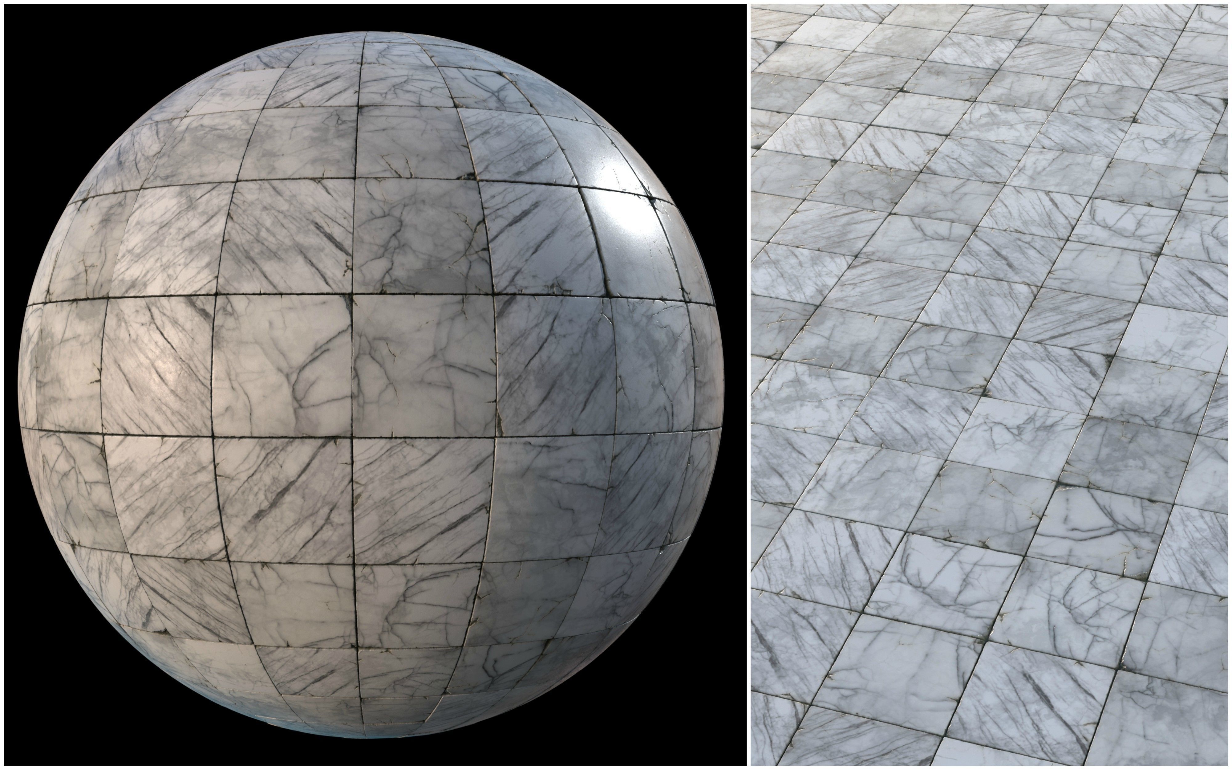 Texture White marble tiles PBR material pack VR / AR / low-poly | CGTrader