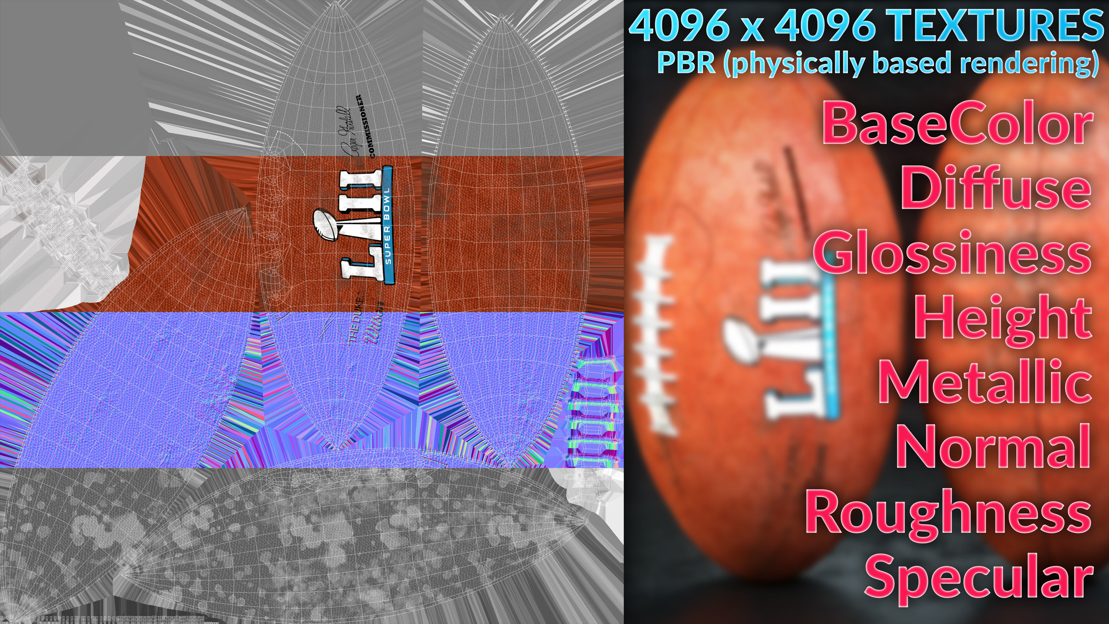 3D model Superbowl football - Low poly 3D model VR / AR / low-poly ...
