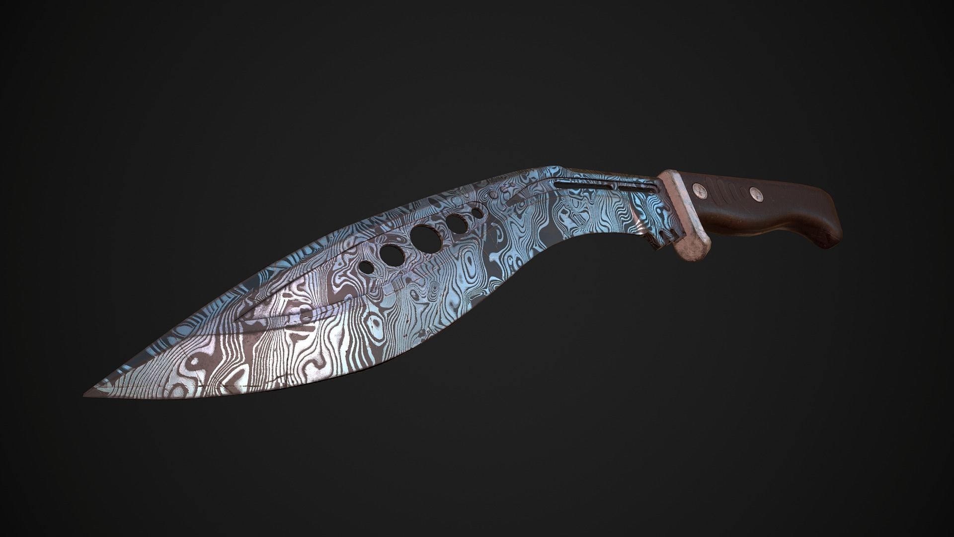 3D model M48 Tactical Kukri With Damascus steel VR / AR / low-poly | CGTrader