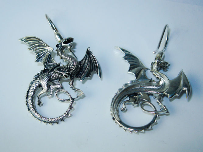 Whitby wyrm Dragon earrings 3D model 3D printable | CGTrader