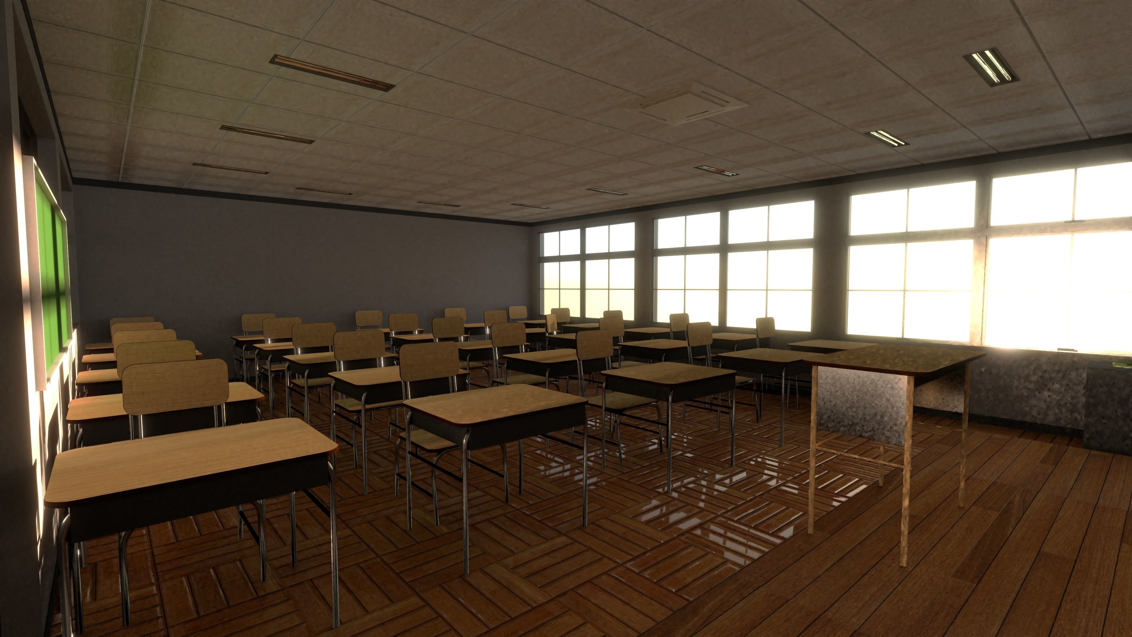 Based - Anime School Room 3D Model - V1 - Source model free 3D model ...