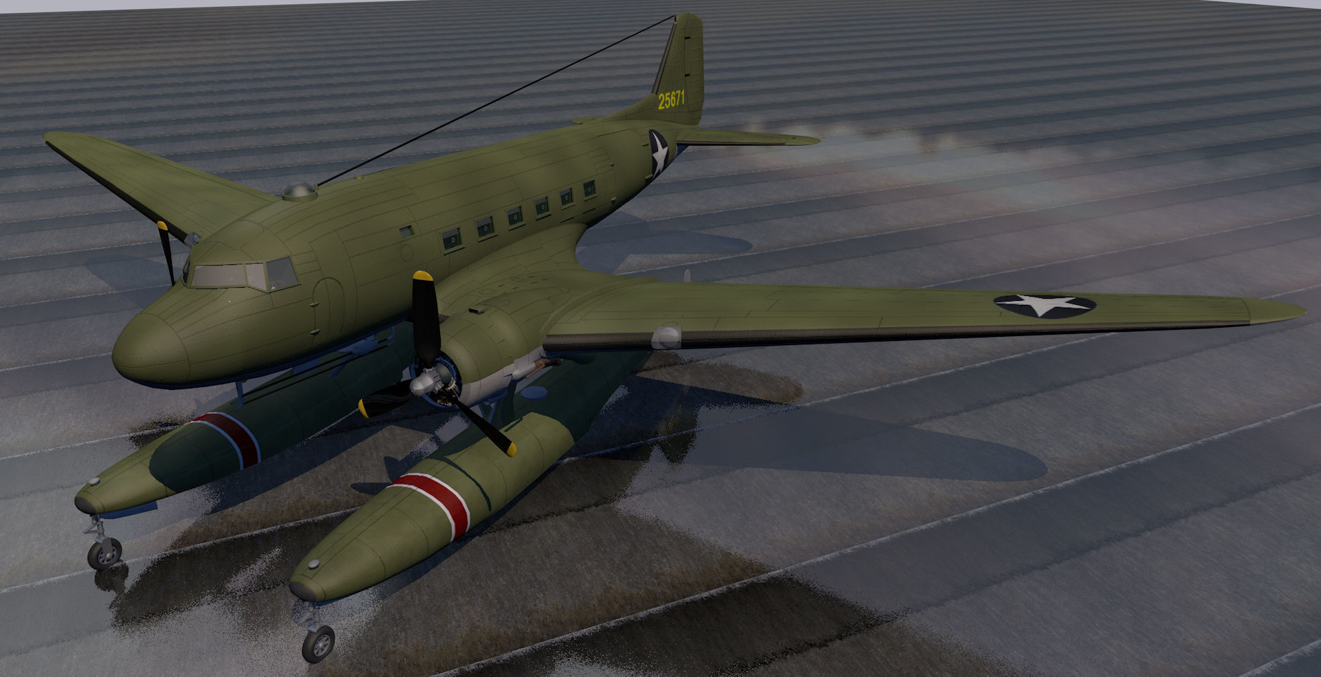 Douglas XC-47C Floatplane 3D model | CGTrader