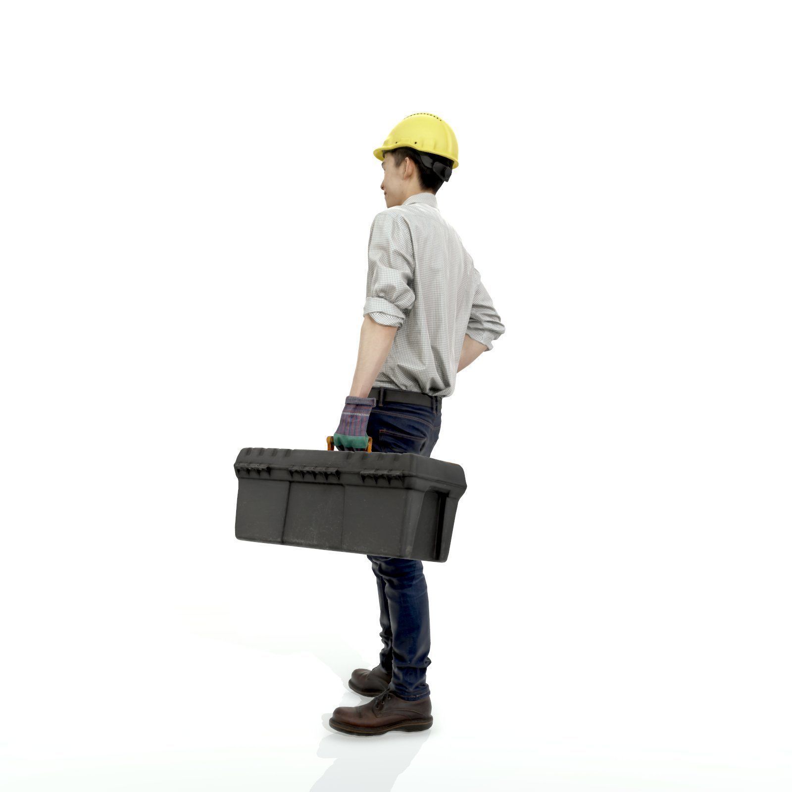 Man with Yellow Helmet Holding Toolbox WMan0308-HD2-O01P01-S 3D model ...