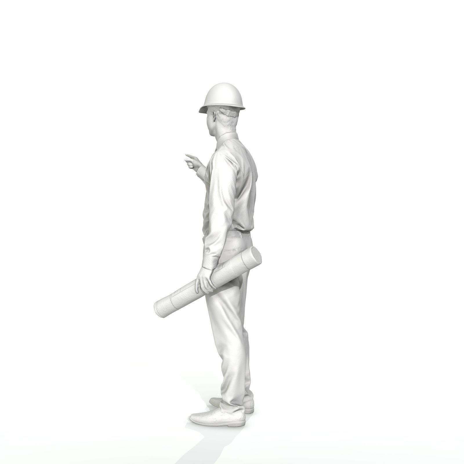 Engineer with White Helmet and Blueprints WMan0303-HD2-O02P02-S 3D ...