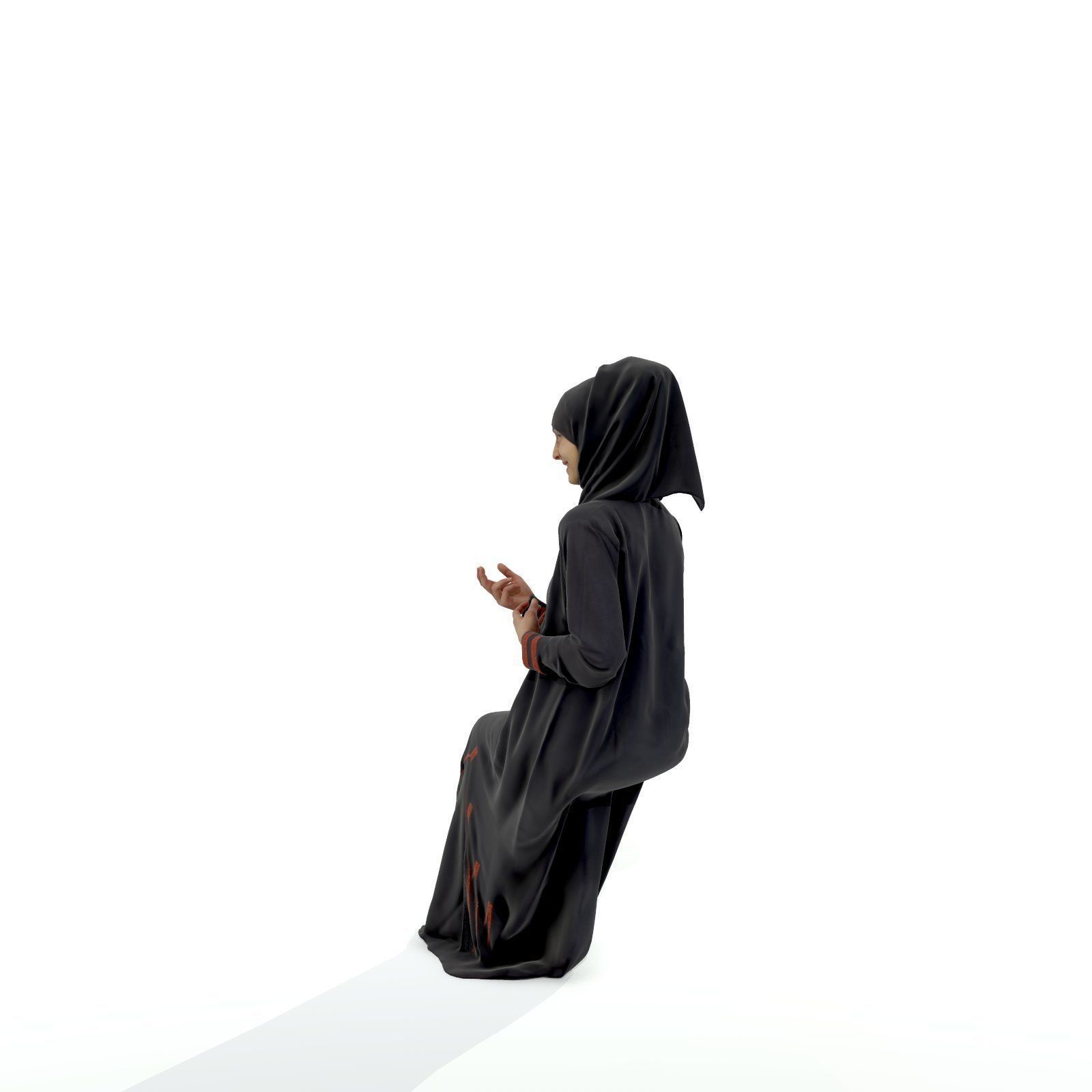 Sitting Arabic Woman Wearing Black Hijab ArWom0006-HD2-O01P05-S 3D ...