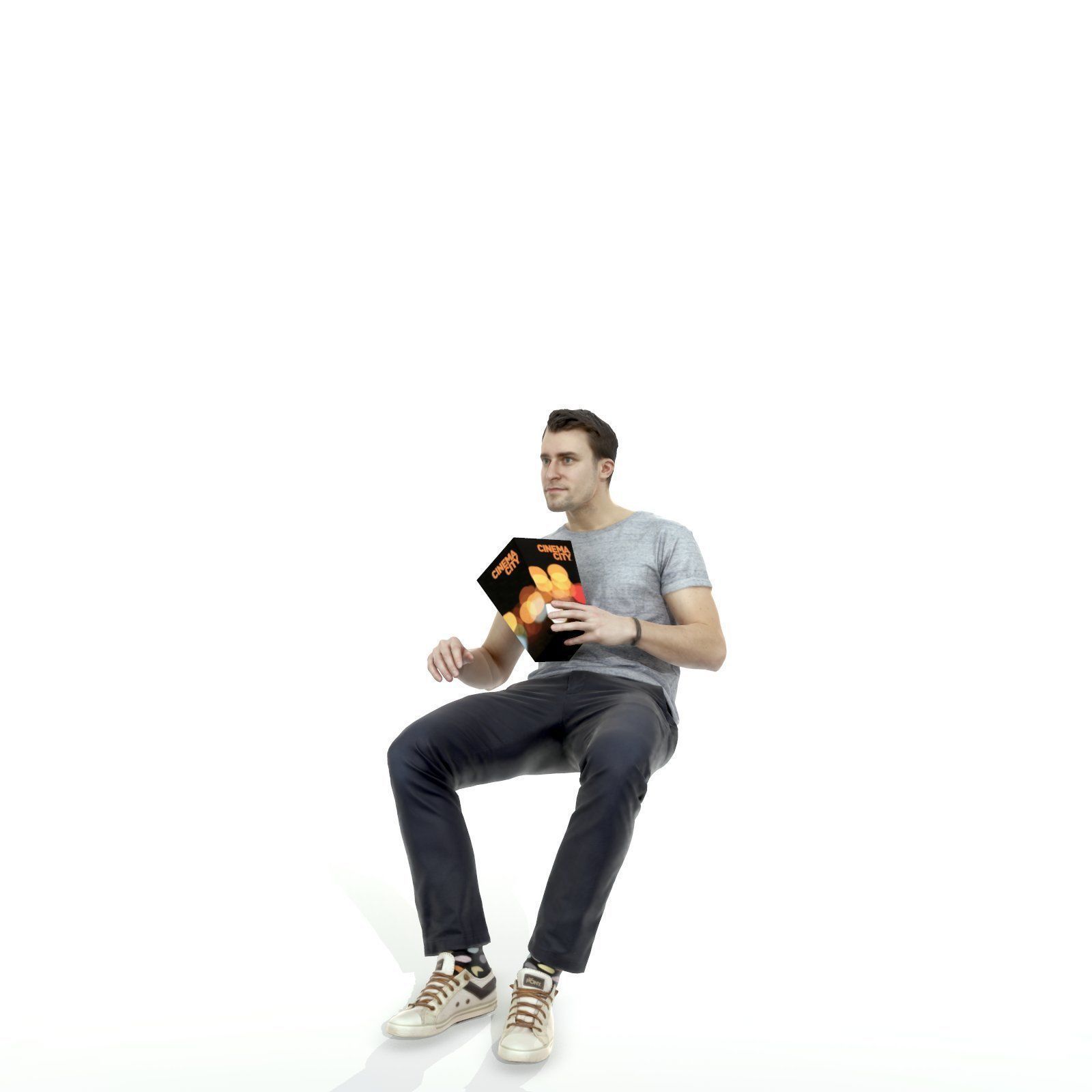 Casual Man Sitting and Eating Popcorn CMan0315-HD2-O01P01-S 3D model ...