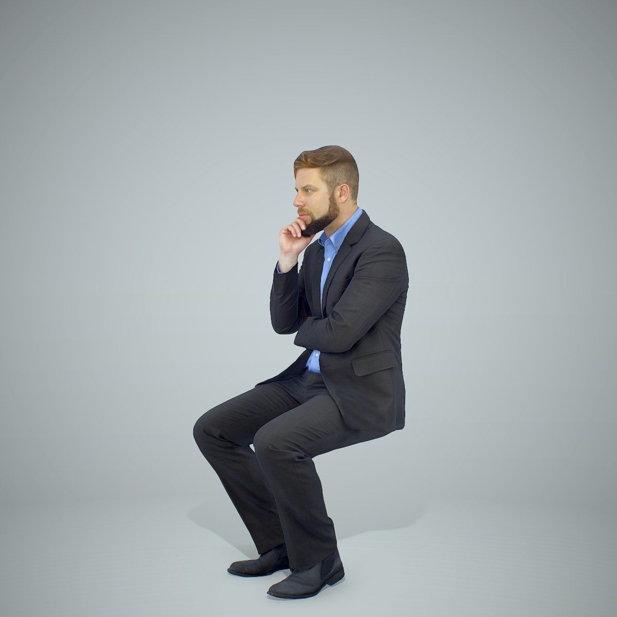 Sitting Business Man Thinking BMan0306-HD2-O04P01-S 3D model | CGTrader