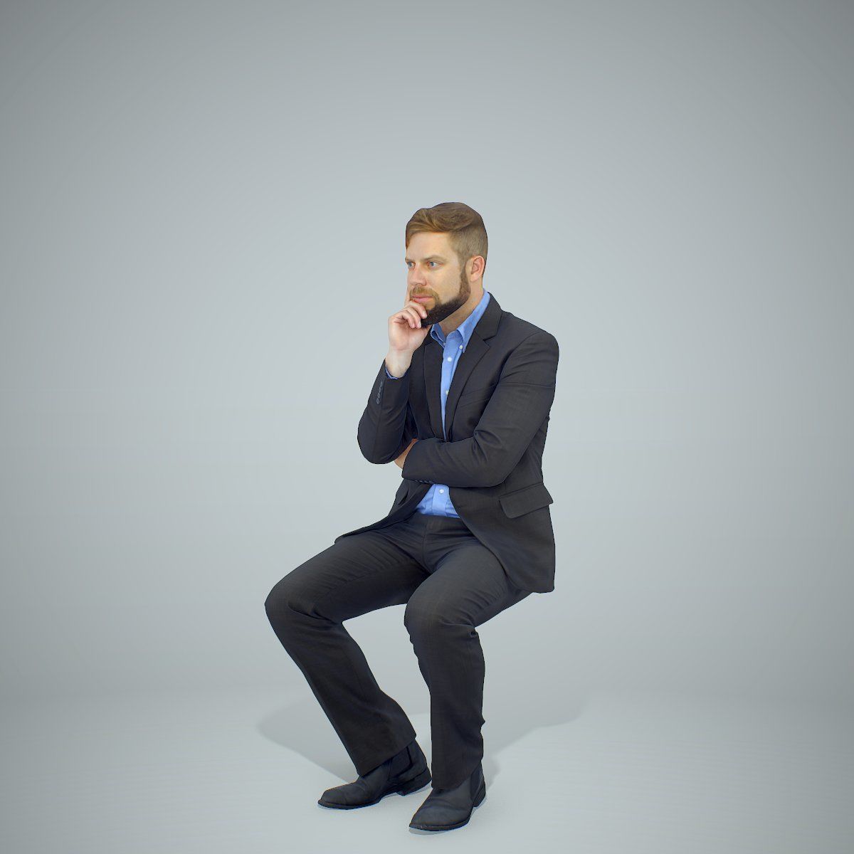 Sitting Business Man Thinking BMan0306-HD2-O04P01-S 3D model | CGTrader