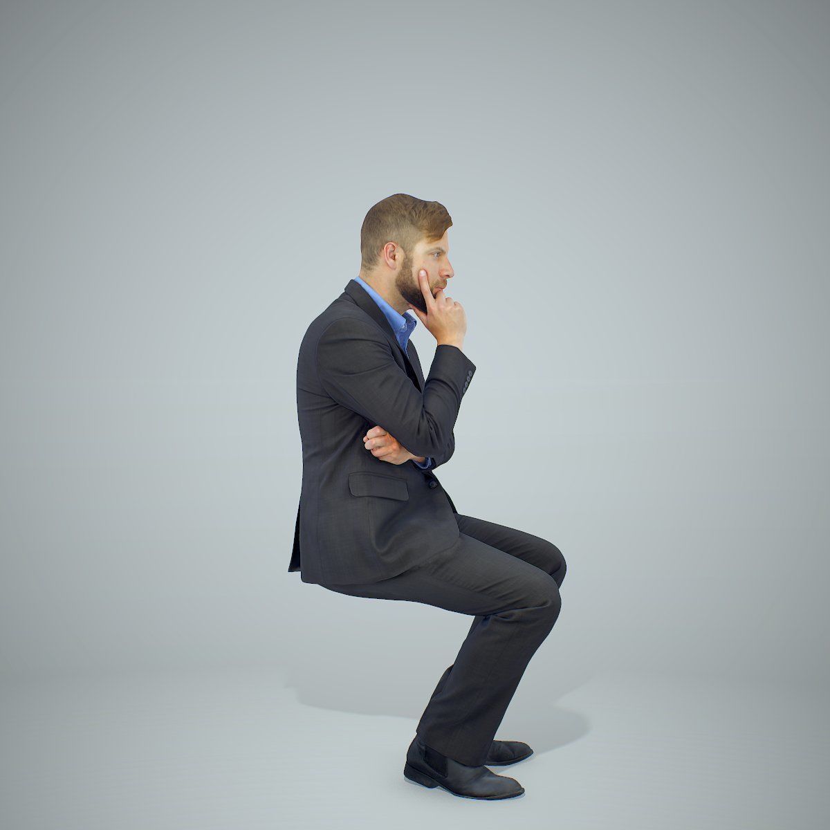 Sitting Business Man Thinking BMan0306-HD2-O04P01-S 3D model | CGTrader