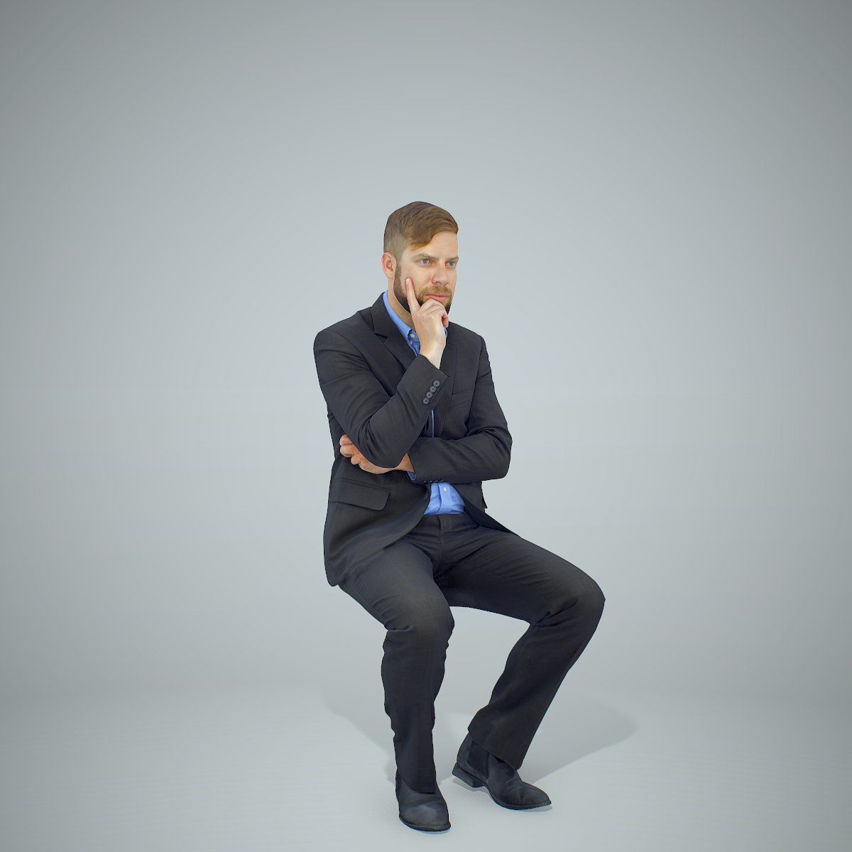 Sitting Business Man Thinking BMan0306-HD2-O04P01-S 3D model | CGTrader