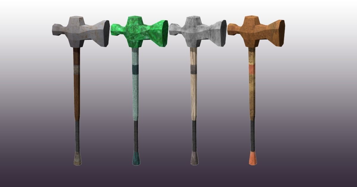 3D model Lowpoly one-handed hammer pack VR / AR / low-poly rigged ...