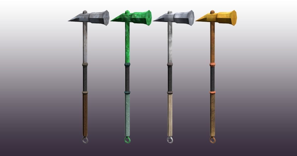 3D model Lowpoly one-handed hammer pack VR / AR / low-poly rigged ...